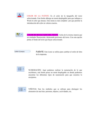 Guia para identificar los botones de microsoft word. | DOCX