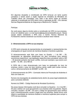 Guia para implantação da cipa | DOC