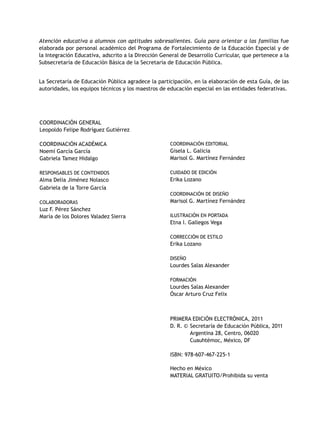 Atención educativa a alumnos con aptitudes sobresalientes. Guía para ...