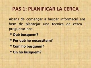 Guia per cercar informació. CM i CS de primaria. | PPT