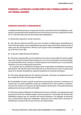 Permisos, llicències i altres drets dels treballadors/es | PDF