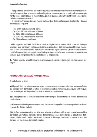 Permisos, llicències i altres drets dels treballadors/es | PDF