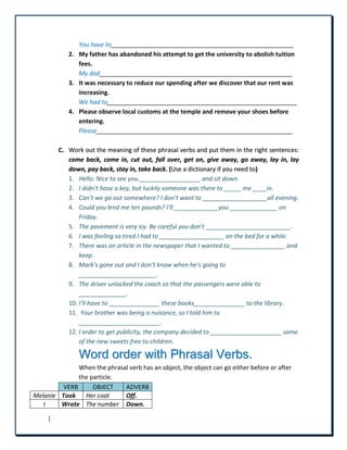 Phrasal Verbs Practice Guide | PDF