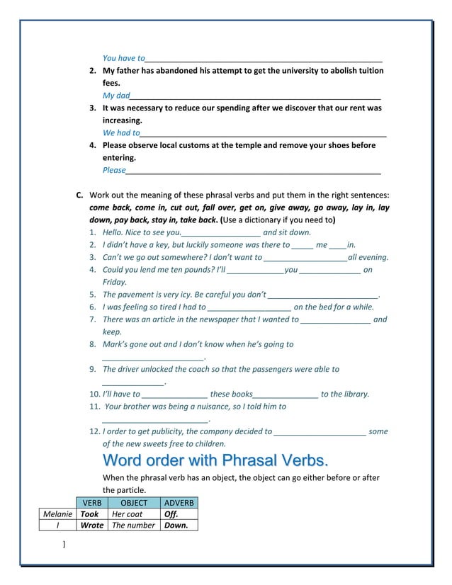 Phrasal Verbs Practice Guide | PDF