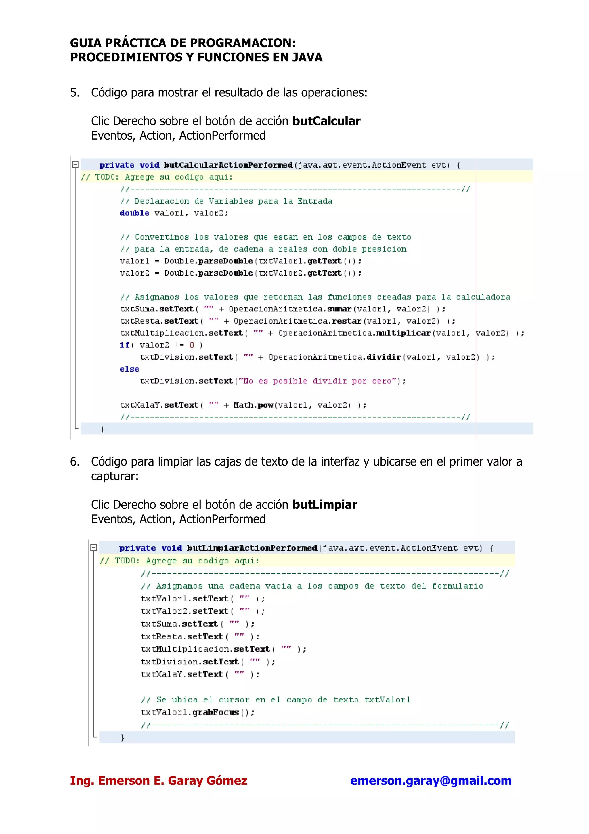 Guia practica funciones en java con NetBeans | PDF