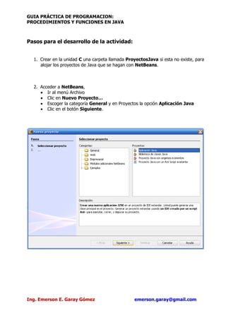 Guia practica funciones en java con NetBeans | PDF