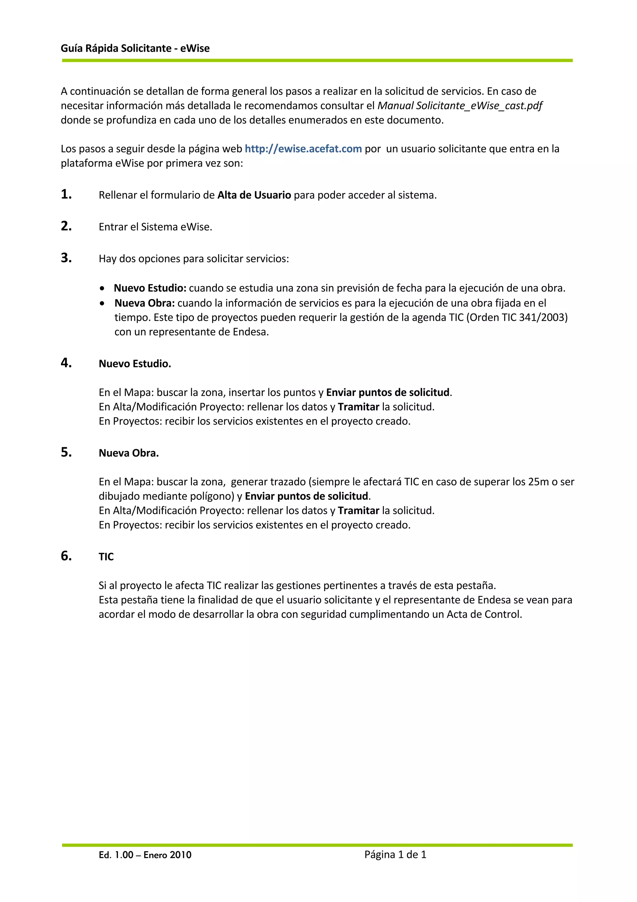 Guia rapida solicitante eWise | PDF