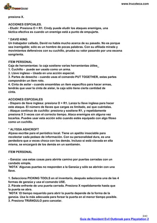 Guia resident evil outbreak | PDF