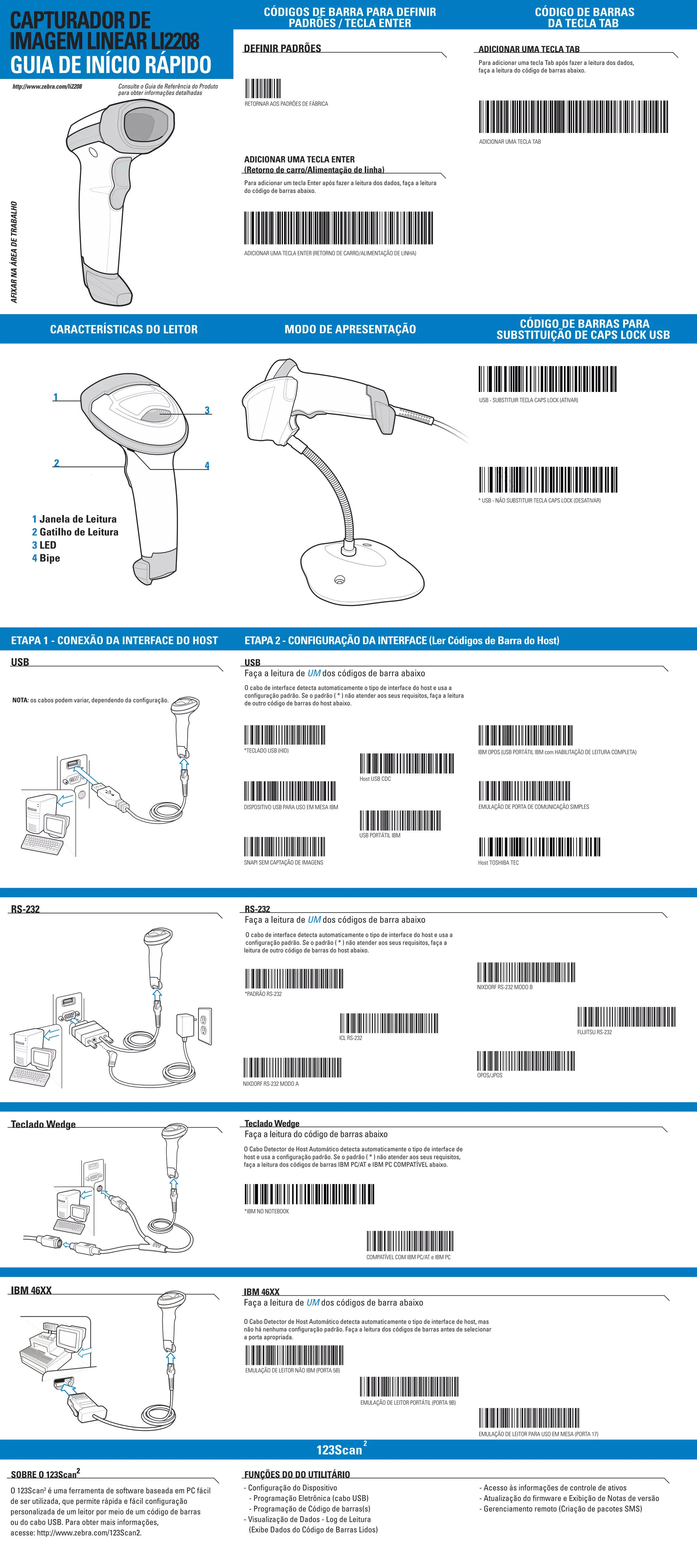 LI2208 - Guia Rápido para Leitor Zebra | PDF
