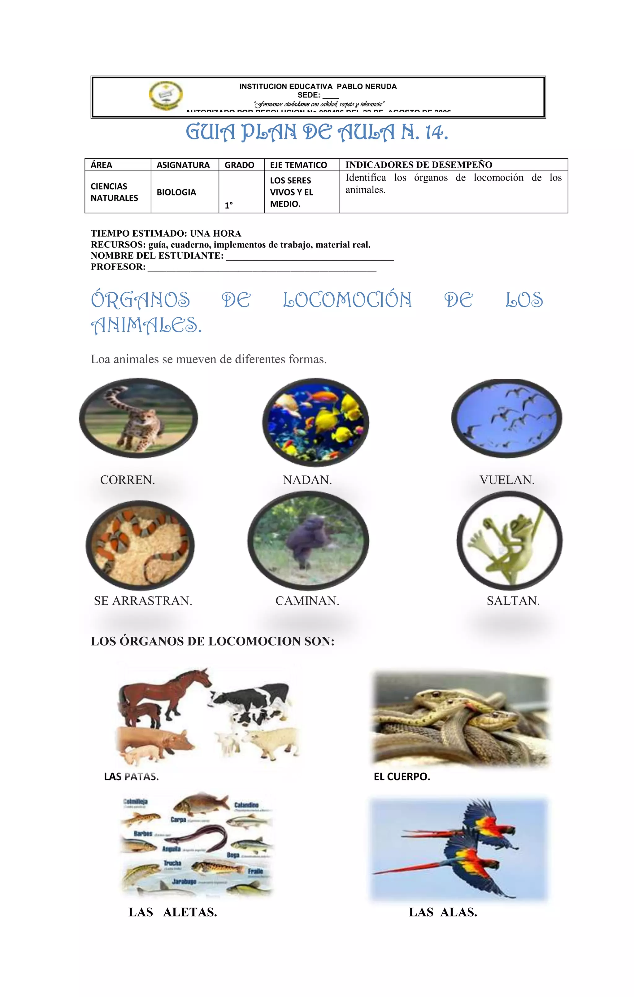 Guias de ciencias naturales. grado primero. | DOCX