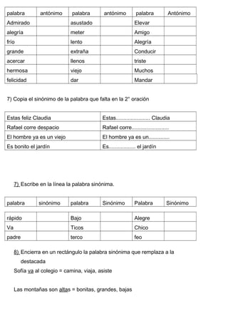 Guia sinónimos y antónimos | DOC