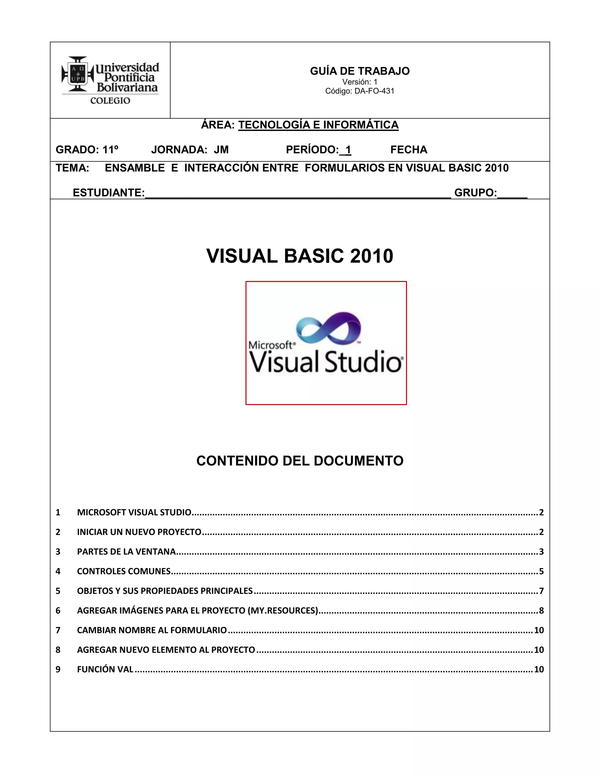 Guia trabajo visual basic (parte I) | PDF