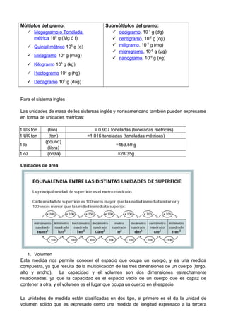 Guia unidades de medida unidad 3 2014 | DOC | Physics | Science