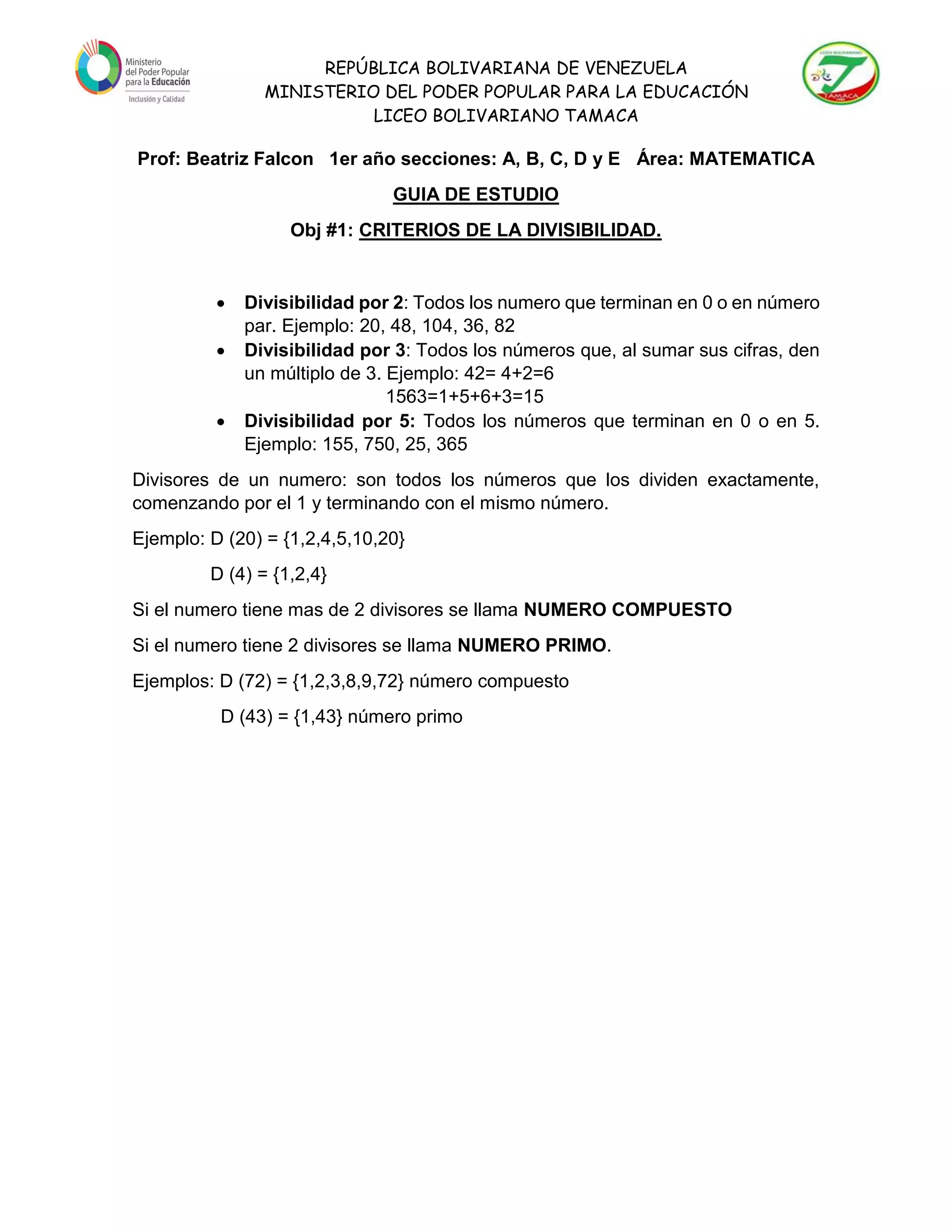 Guía de estudio y Actividad evaluada, para 1er año A, B, C, D y E ...