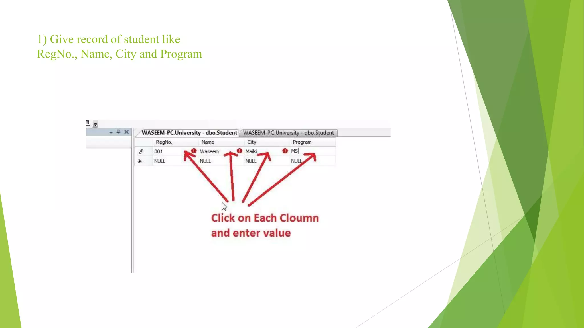 Gui creation of db and table | PPT