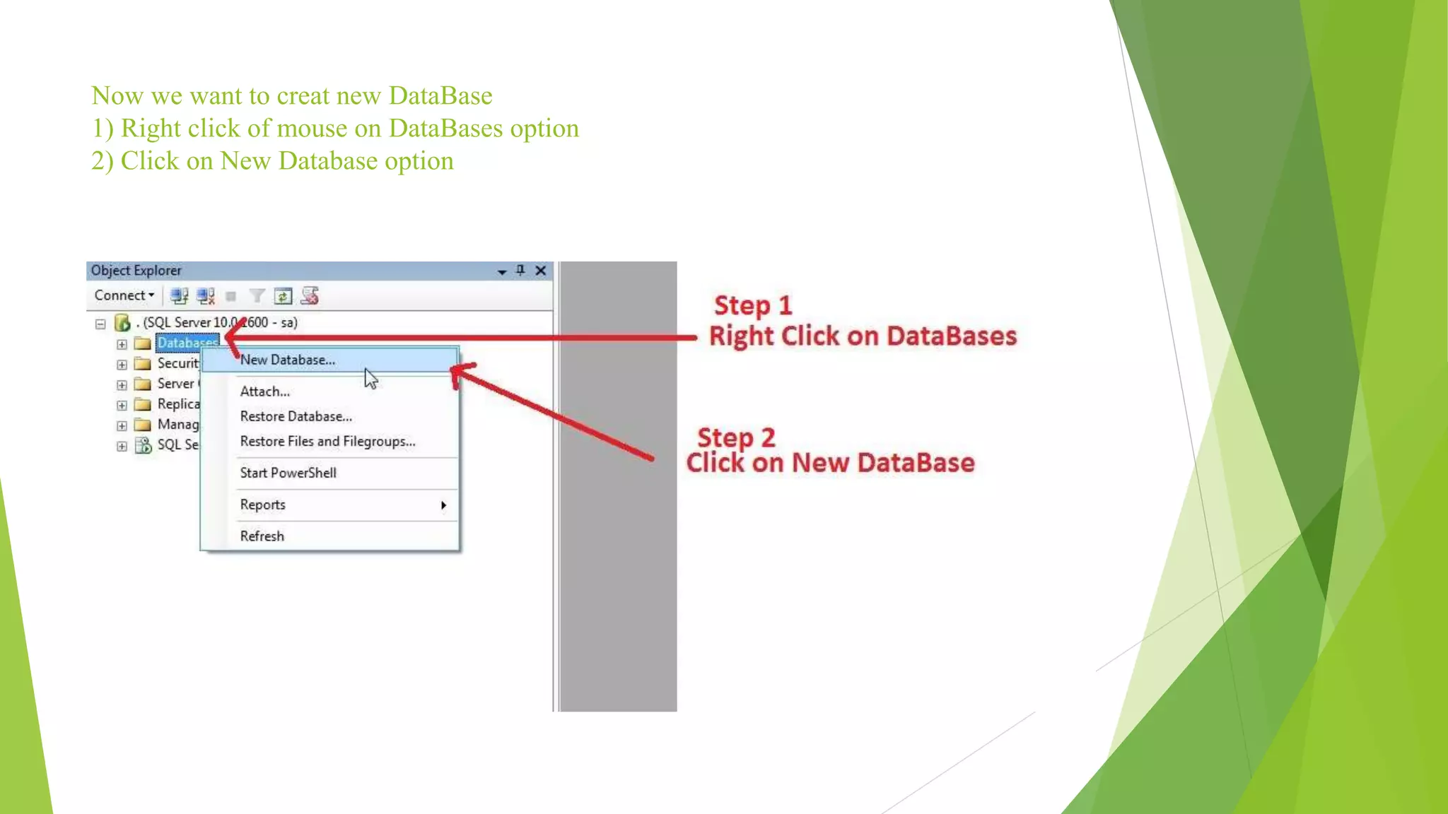 Gui creation of db and table | PPT