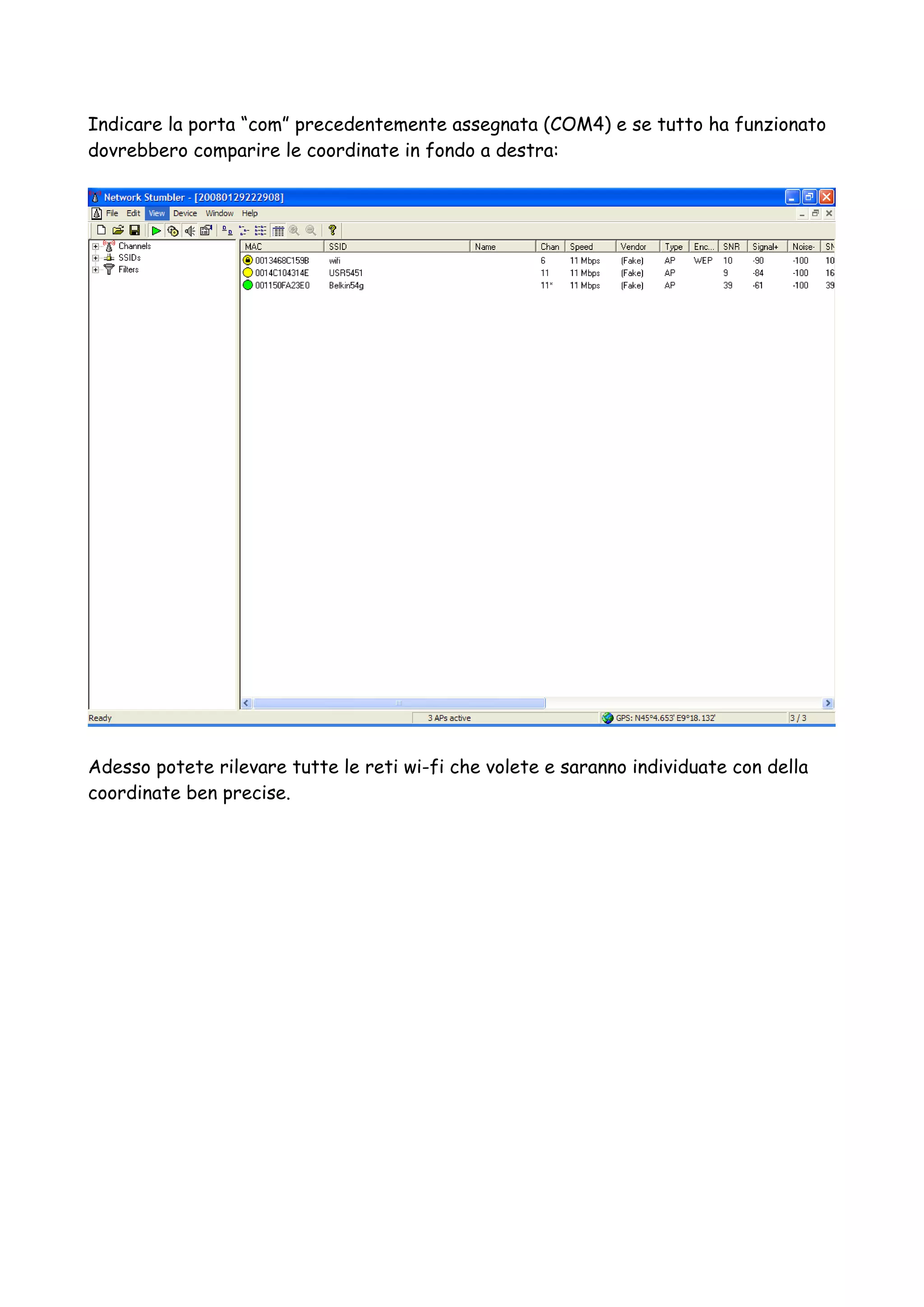 Guida alla configurazione gps con NetStumbler | PDF