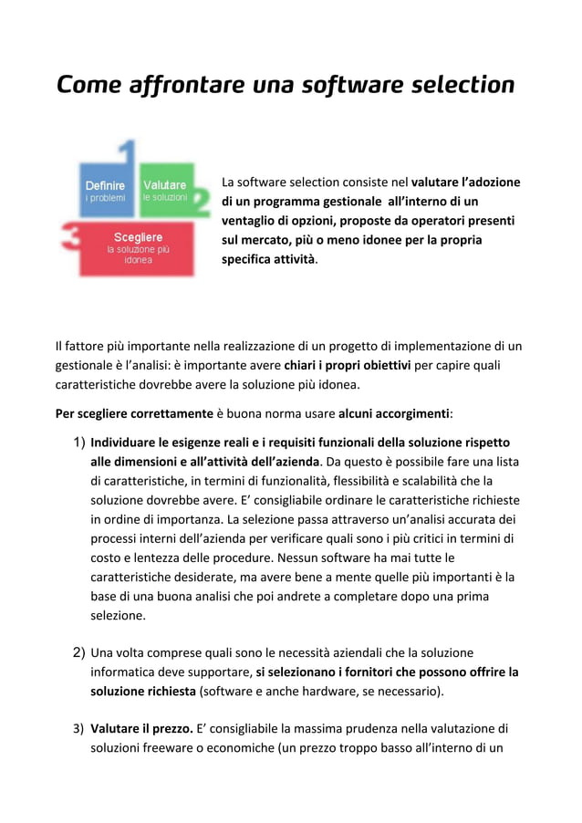 Guida alla software selection | PDF | Computer Software and Applications | Computing