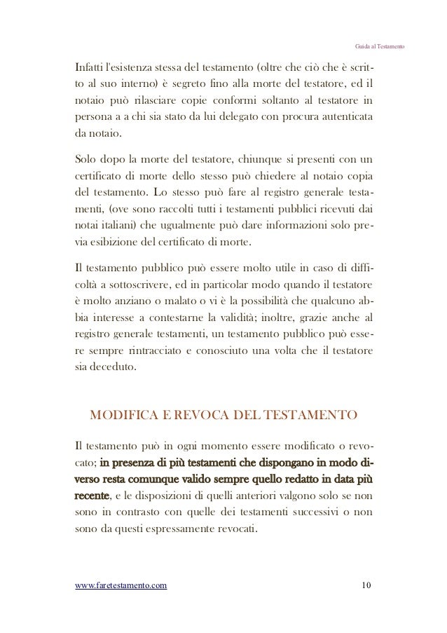 Guida Breve "COME FARE TESTAMENTO" con esempi pratici