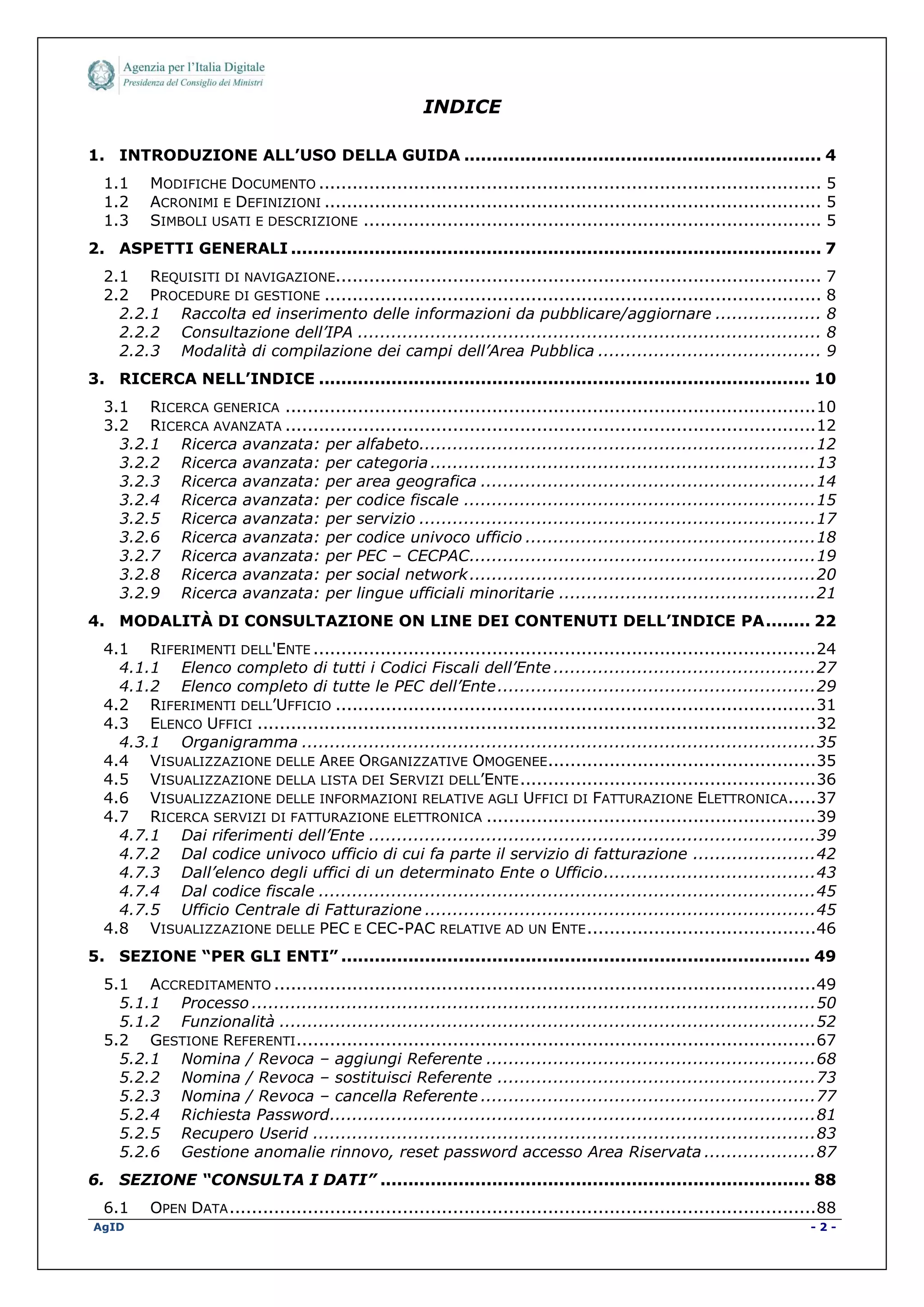 Guida indice pa area pubblica | PDF