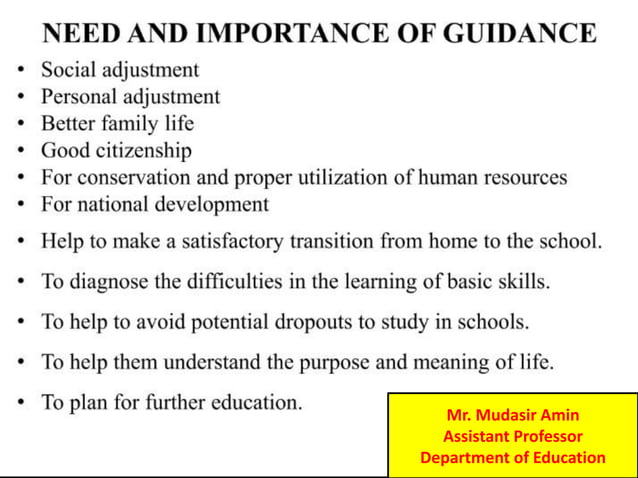 Guidance-Meaning, Nature, Need and Importance, Principles | PDF ...