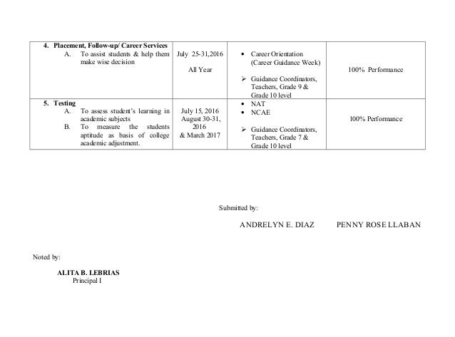 Guidance action plan