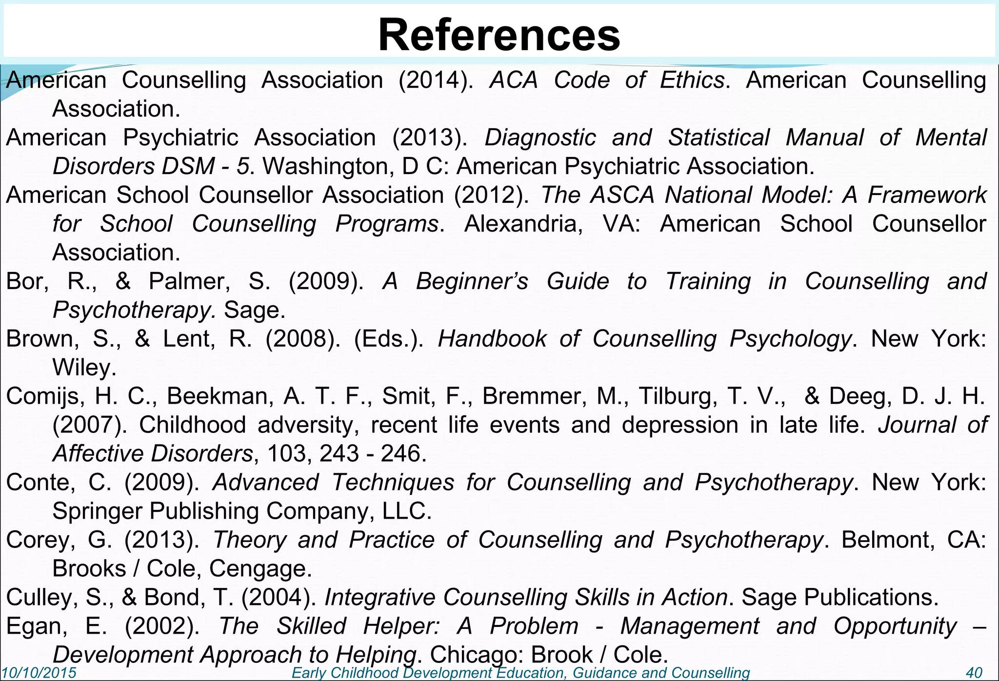 Guidance and Counselling Early Childhood Development Education | PPT