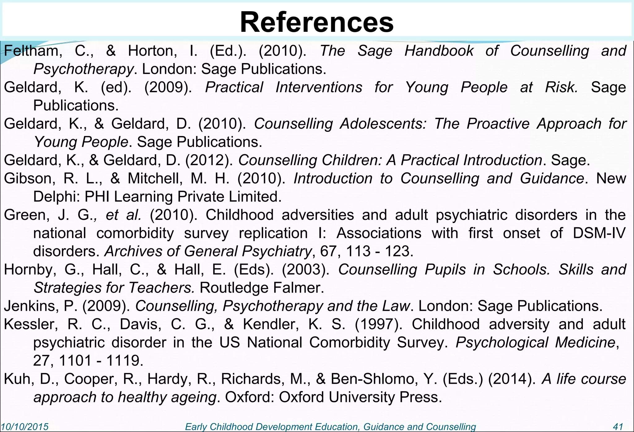 Guidance and Counselling Early Childhood Development Education | PPT