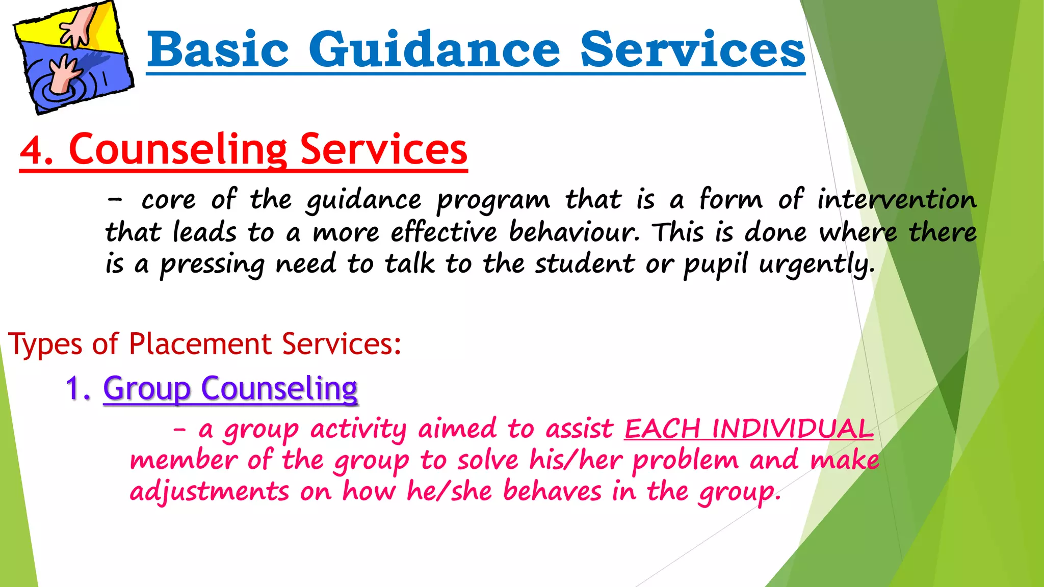 Guidance & counseling: Guidance Services | PPTX