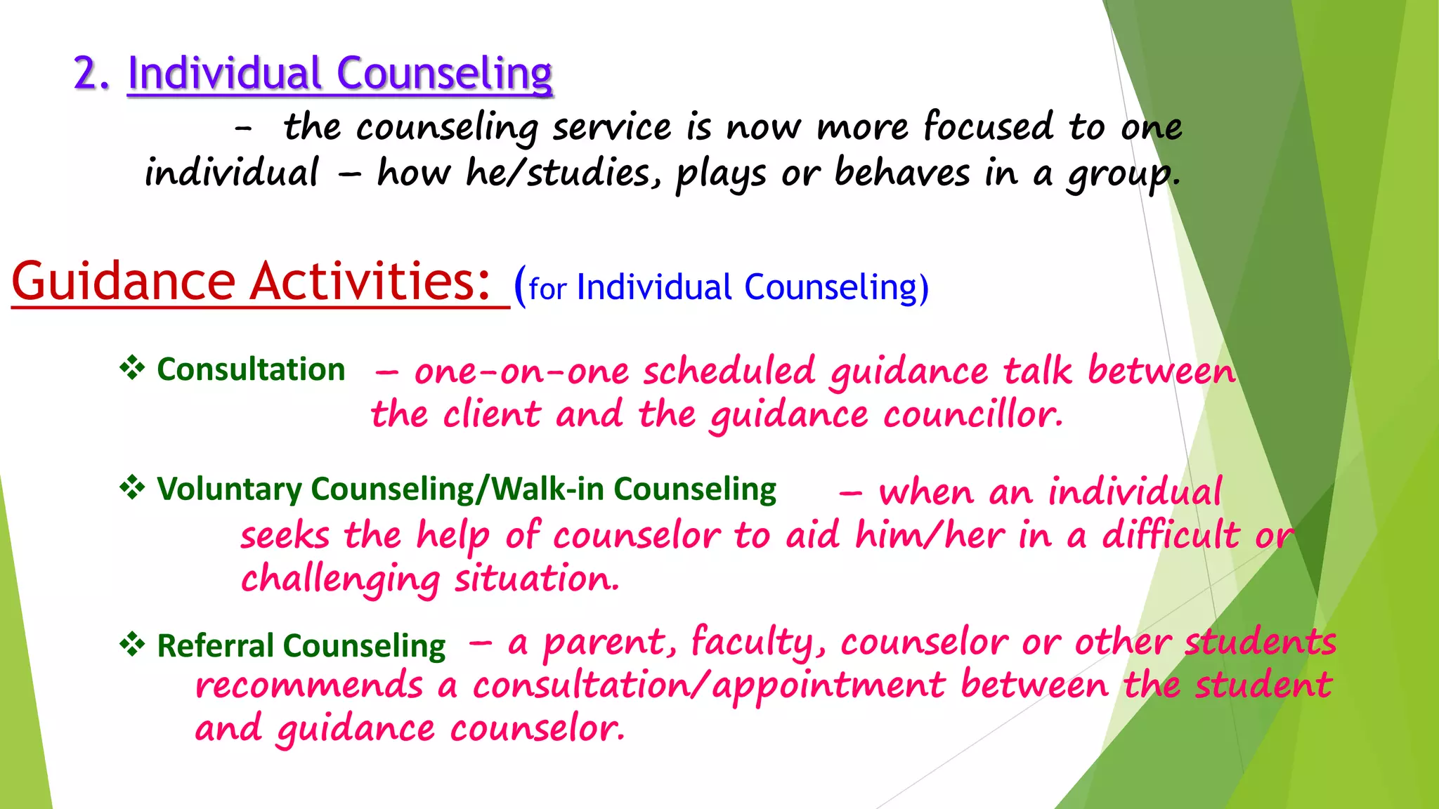Guidance & counseling: Guidance Services | PPTX