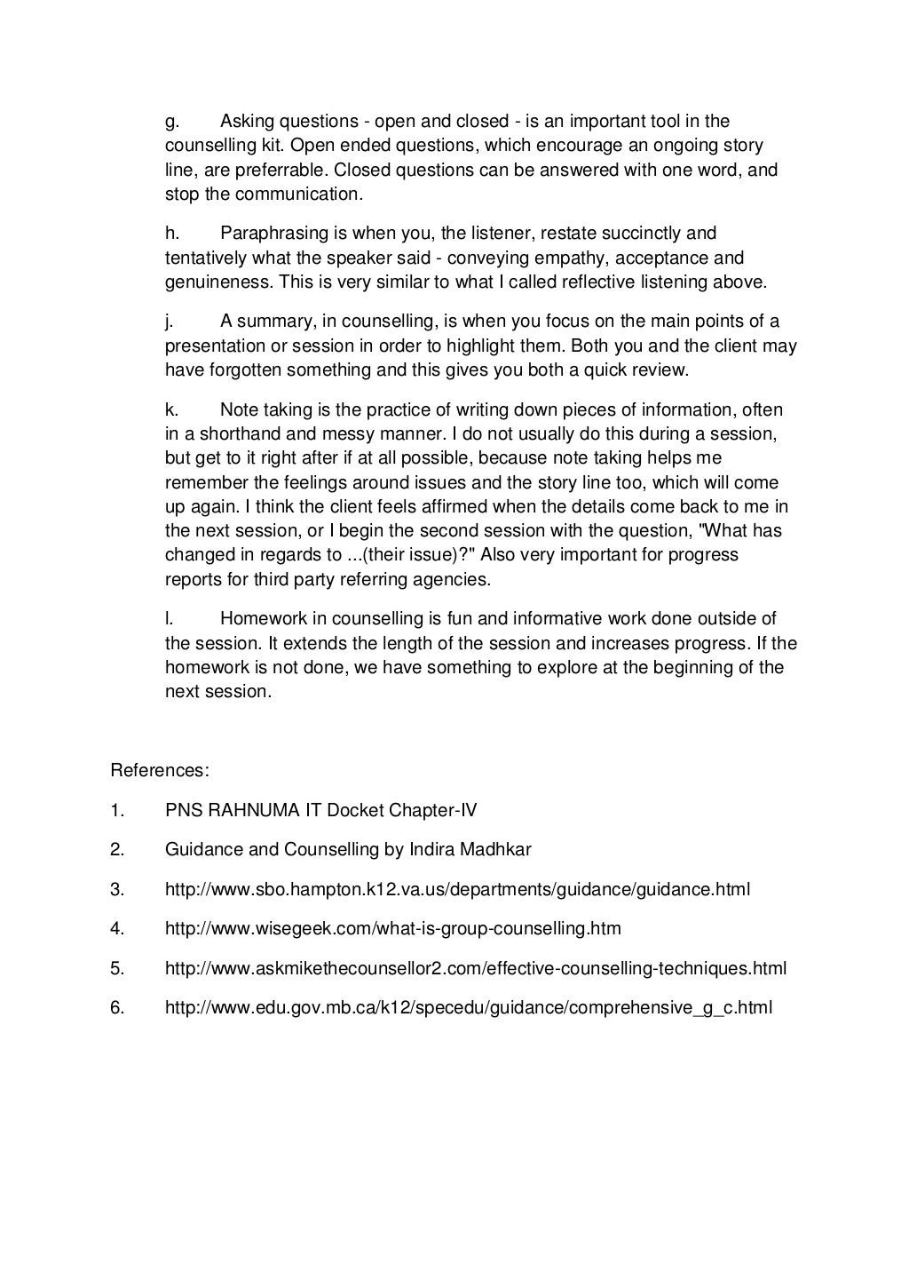 Guidance & counselling