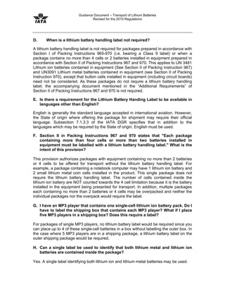 Guidance documentonthetransportoflibatt 2010 | PDF