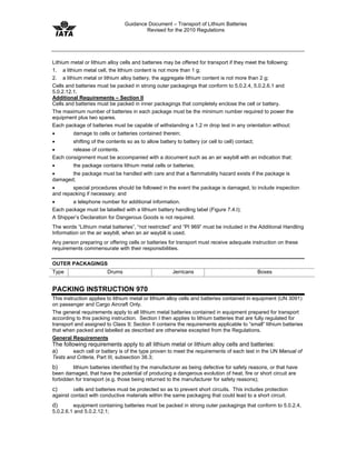 Guidance documentonthetransportoflibatt 2010 | PDF