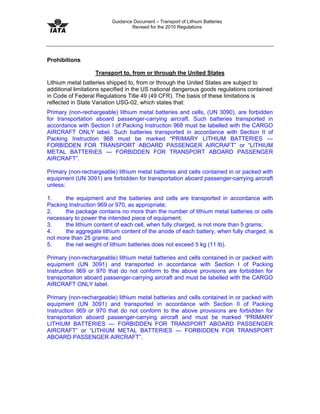 Guidance documentonthetransportoflibatt 2010 | PDF