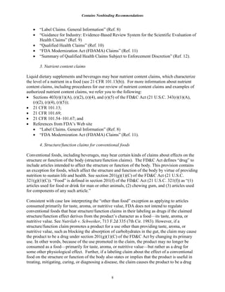FDA's Guidance On Beverages Vs Dietary Supplements | PDF