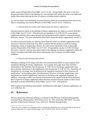 FDA's Guidance On Beverages Vs Dietary Supplements | PDF