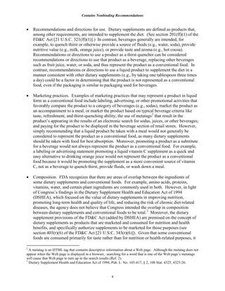 FDA's Guidance On Beverages Vs Dietary Supplements | PDF