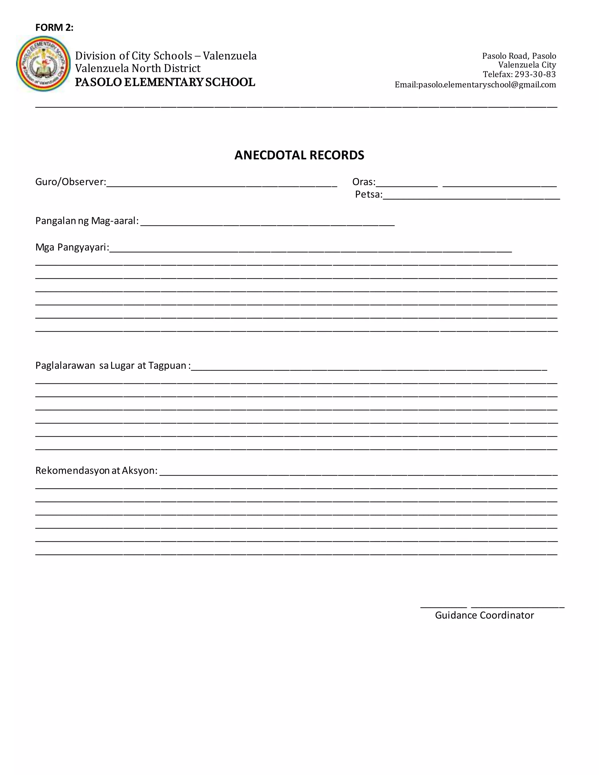 Guidance forms | DOCX