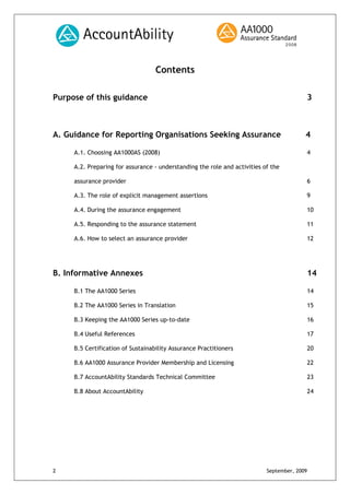 Guidance for reporting organisations seeking assurance to aa1000 | PDF