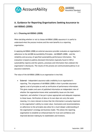Guidance for reporting organisations seeking assurance to aa1000 | PDF