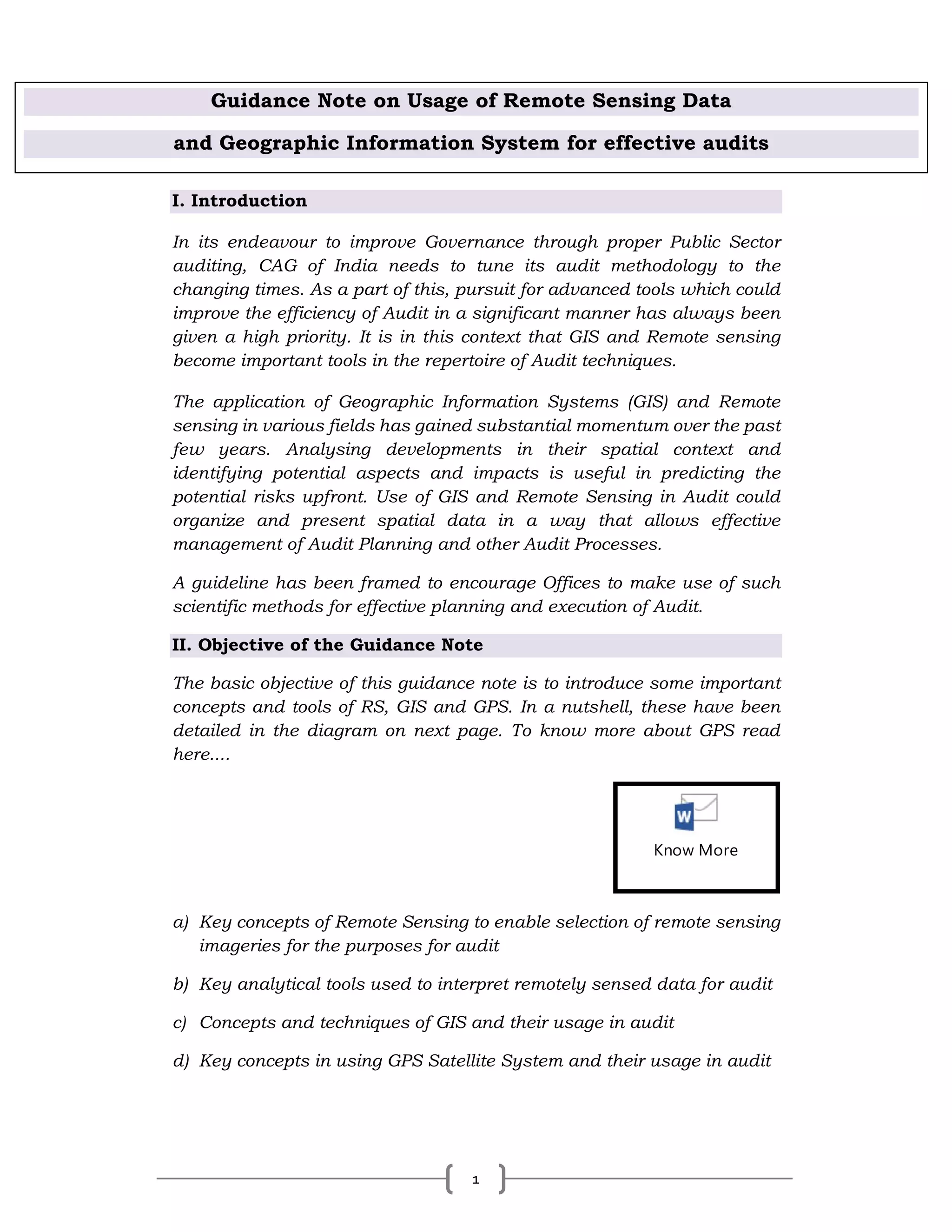 Guidance Note on Usage of Remote Sensing Data and Geographic ...