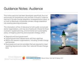 Guidance notes - Online training resource for climate adaptation | KEY ...