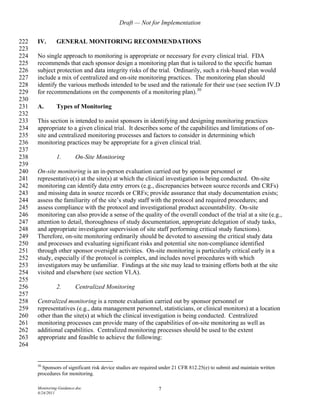 FDA GUIDANCE: Oversight Of Clinical Investigations Risk Based Approach ...