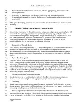 FDA GUIDANCE: Oversight Of Clinical Investigations Risk Based Approach ...