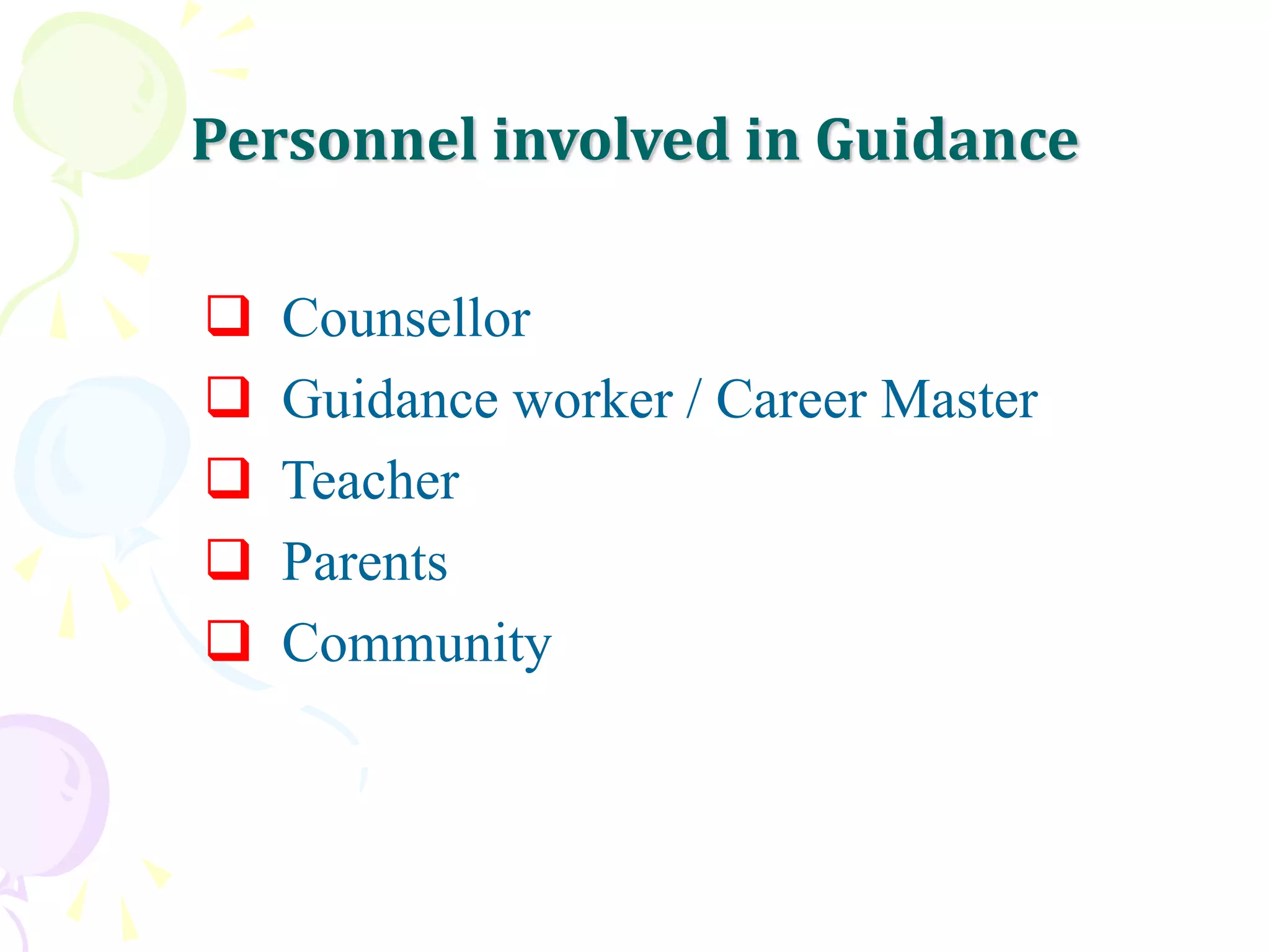 Role of Guidance personnale | PPTX