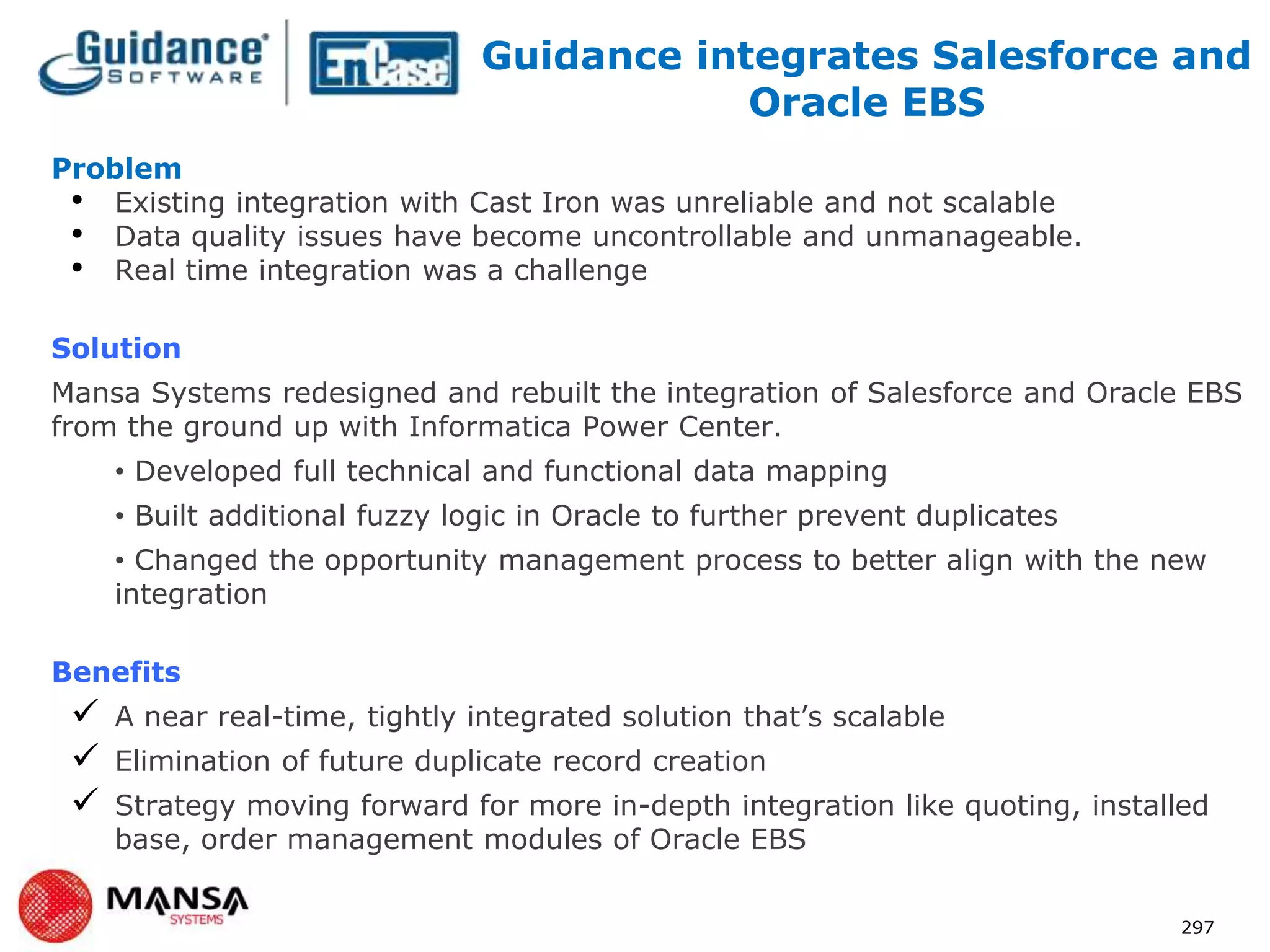 Guidance Software integrates Salesforce and Oracle EBS | PPTX