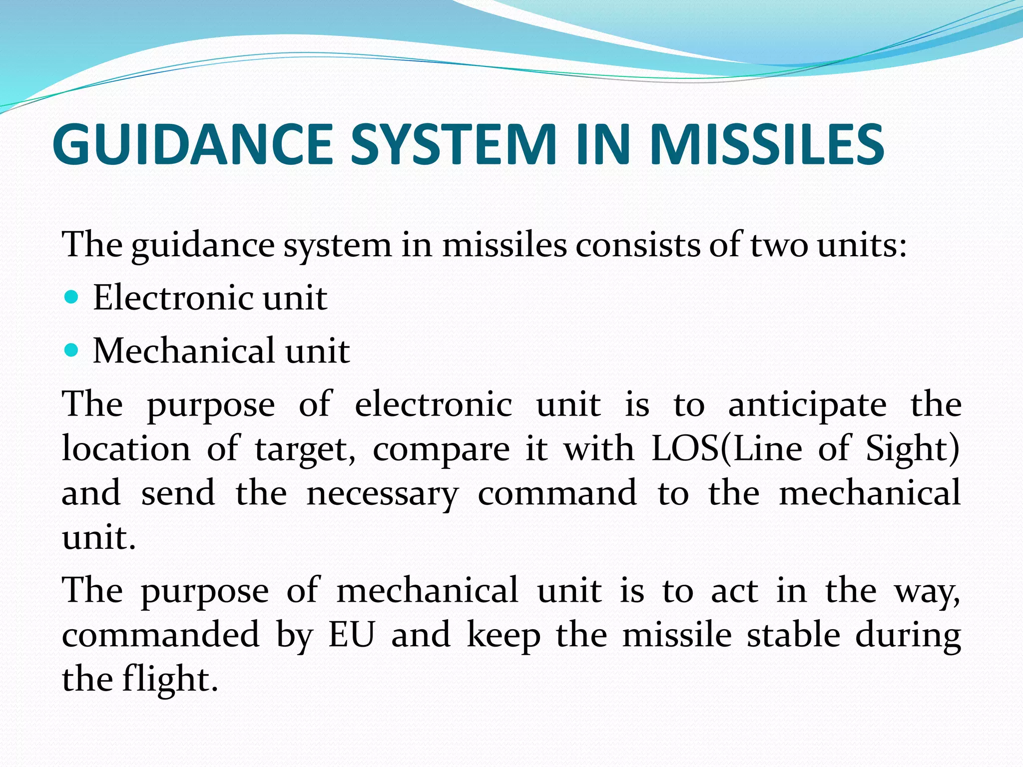 Guidance system in missiles | PPTX