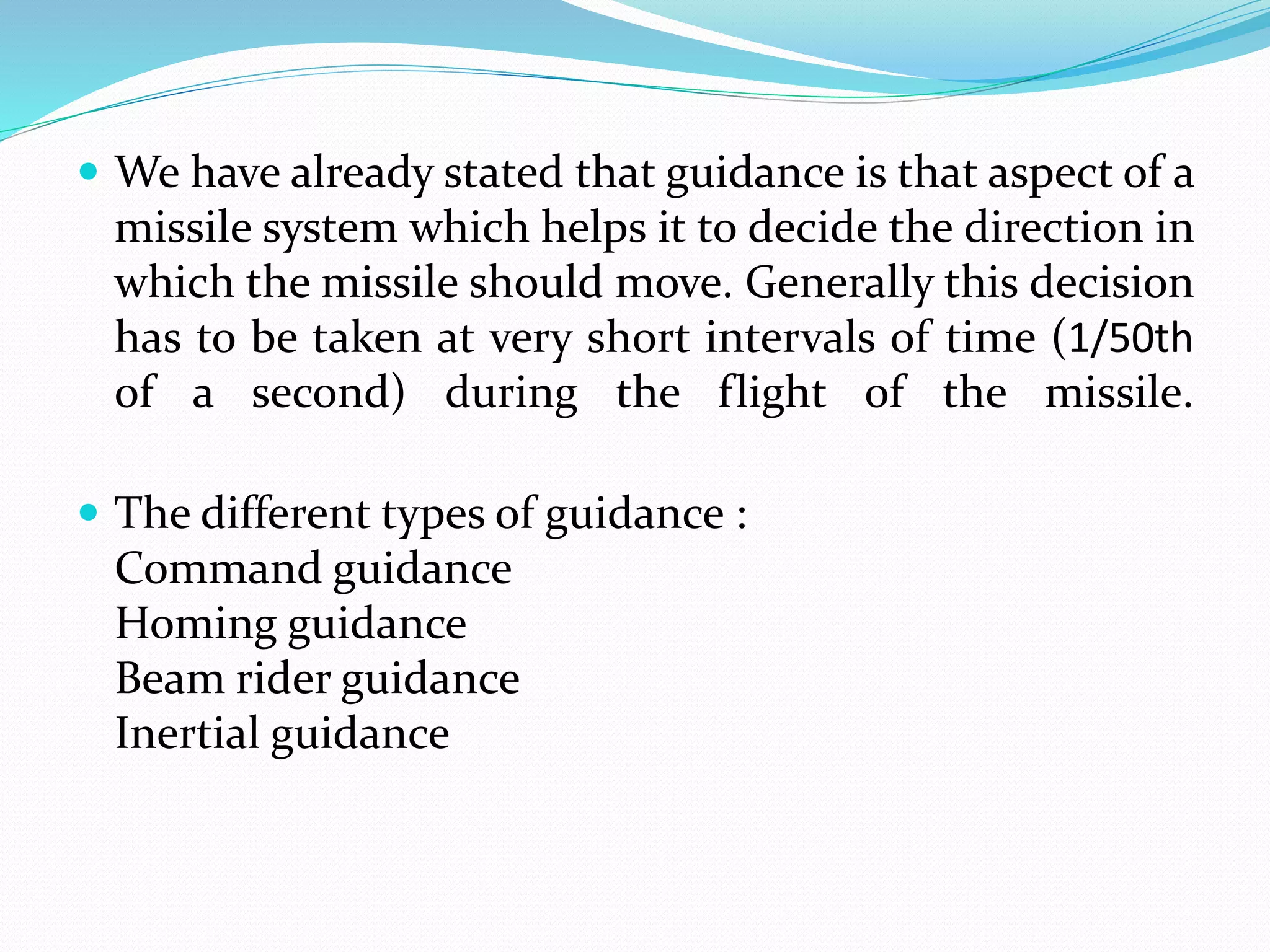 Guidance system in missiles | PPTX