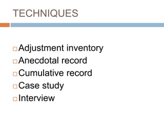 Guidance techniques in adjustment | PPTX | Education