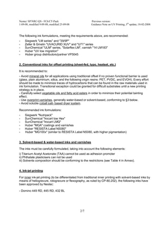 Guidance Uv Ink 2009 | PDF